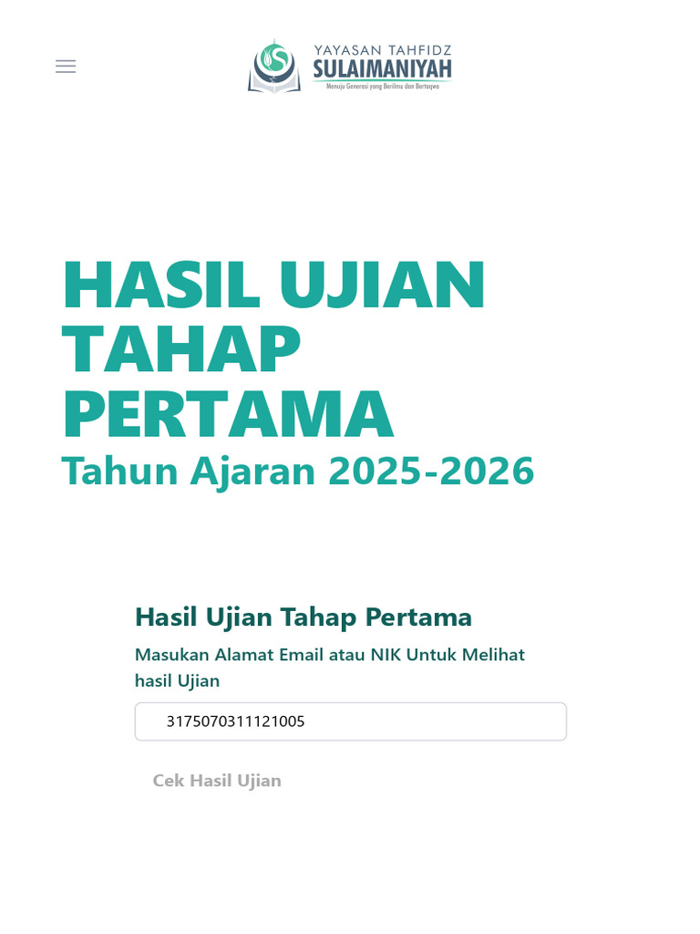 Hasil Ujian Tahap Pertama 2025-2026 | PDF
