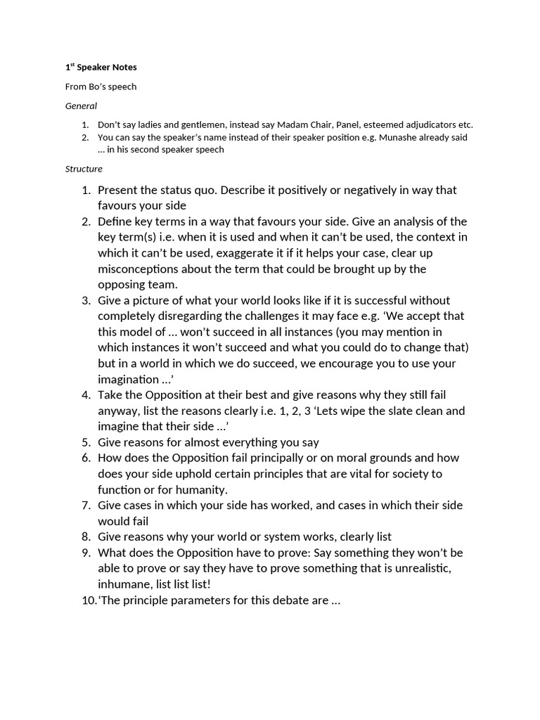 Effective Debate Speaker Strategies | PDF