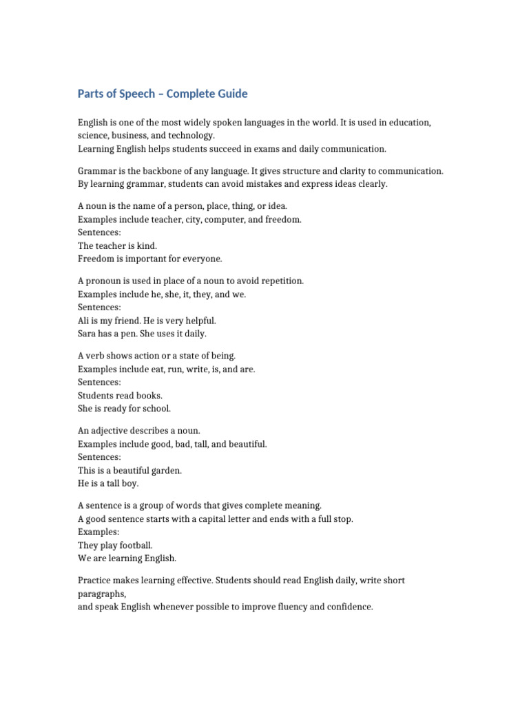 Parts of Speech Scribd | PDF | English Language | Noun