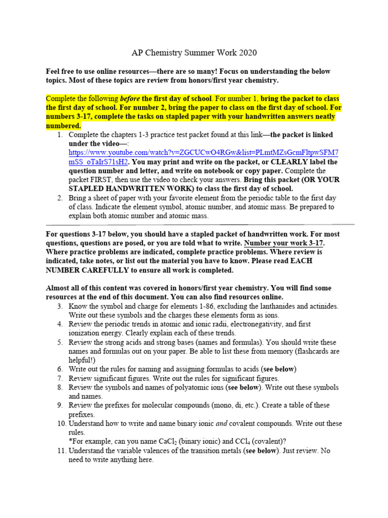 AP-Chemistry_Assignment | PDF | Ion | Sulfate