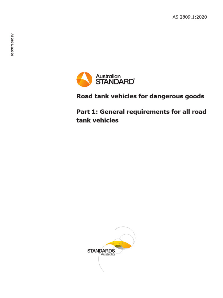 AS 2809.1:2020 Road Tank Vehicle Standards | PDF | Dangerous Goods | Switch