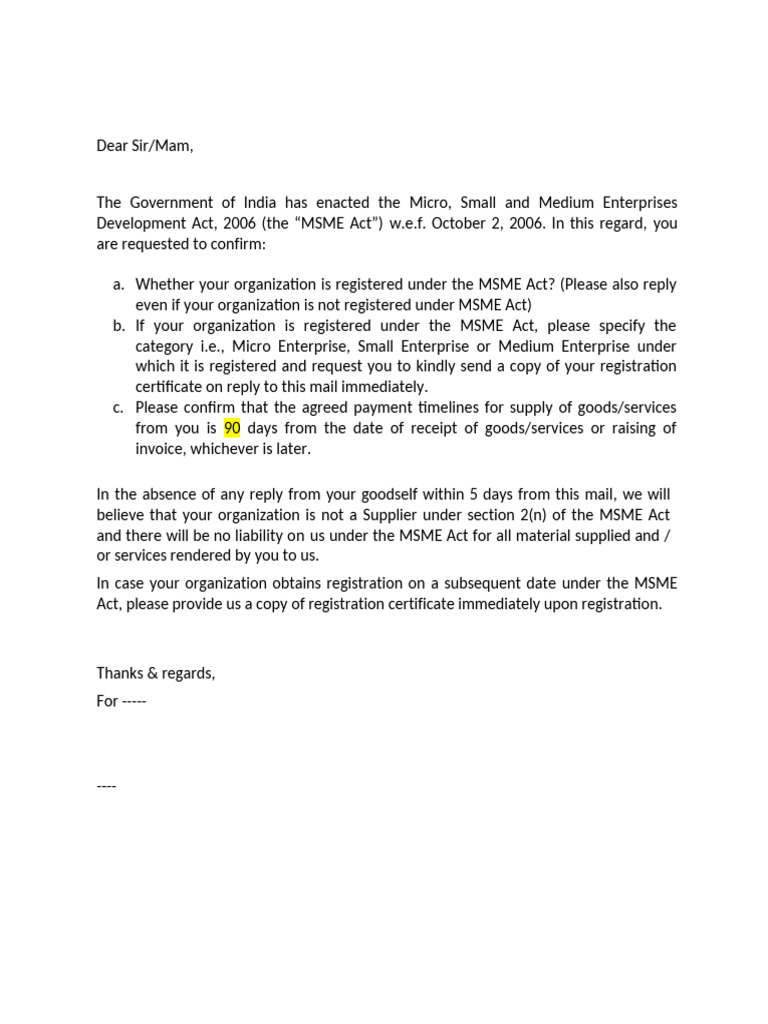 Declaration - MSME | PDF