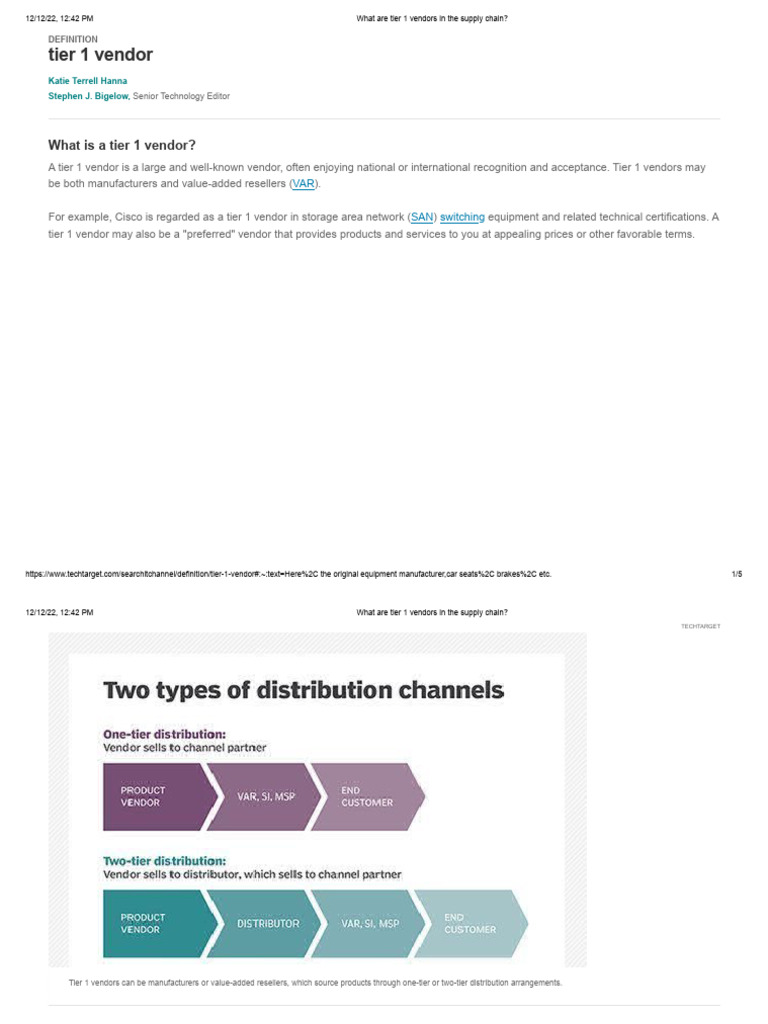 What Are Tier 1 Vendors in the Supply Chain | PDF | Supply Chain | Car