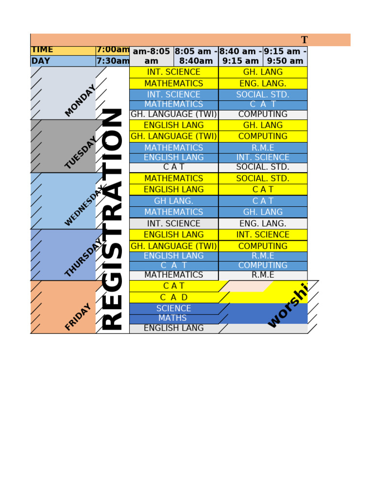 Weekly Class Schedule for NSAPOR JHS | PDF | Mathematics