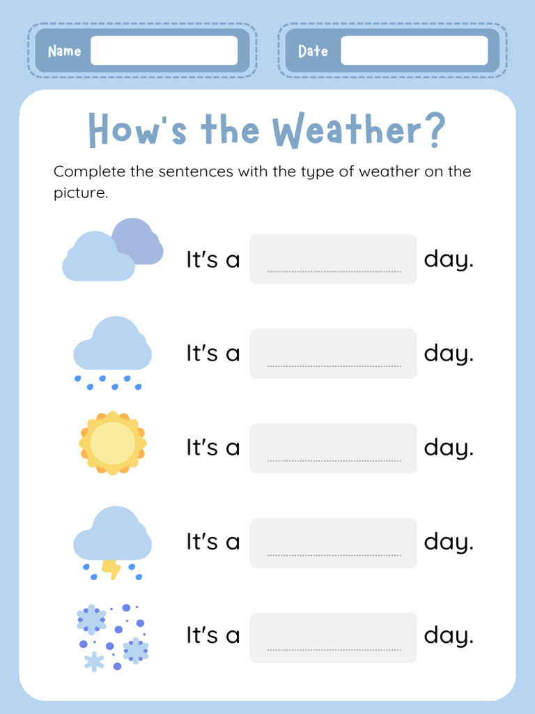 Write the Weather Worksheet in Blue Illustrative Style | PDF