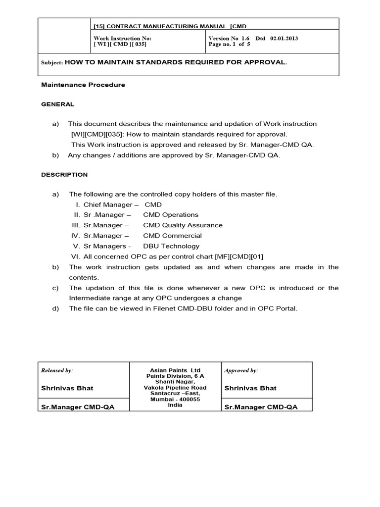 Maintain Approval Standards Guide | PDF