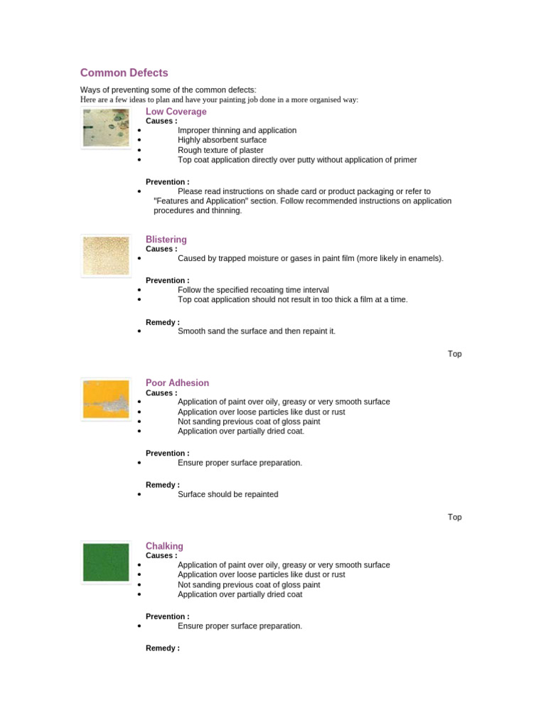 Common Paint Defects | PDF | Paint | Materials
