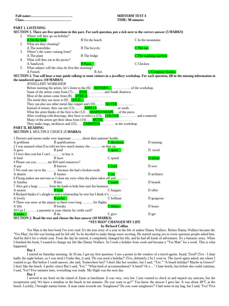 TEST 4.KEY Anh 1 | PDF