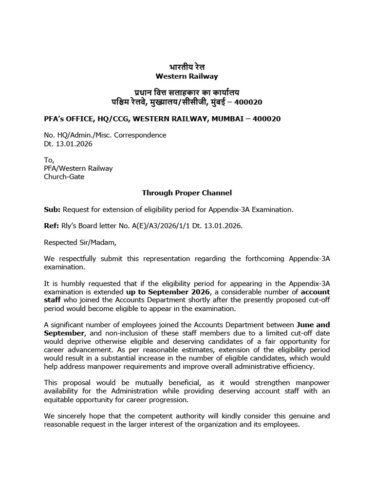 Appendix 3A Extention Letter for Account Staff | PDF
