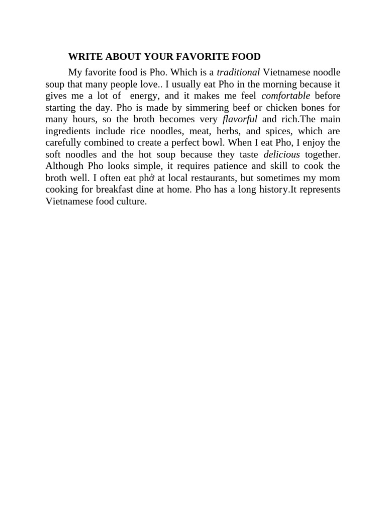 Write About Your Favorite Food | PDF