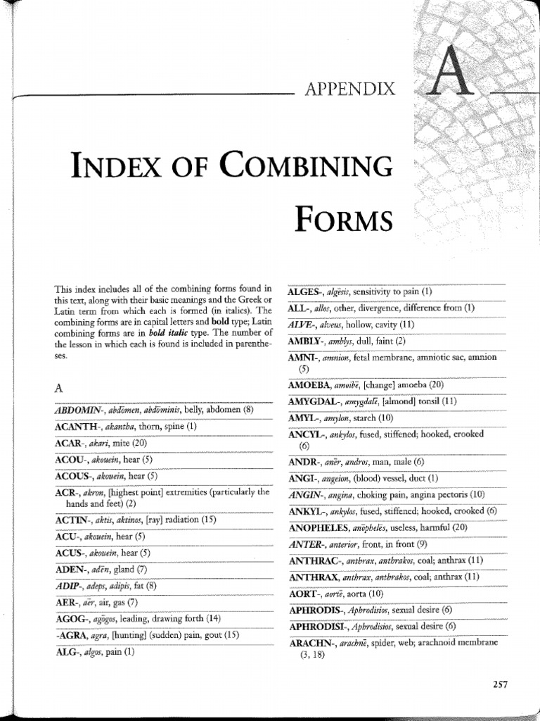 Appendix A - Index of Combining Forms | PDF