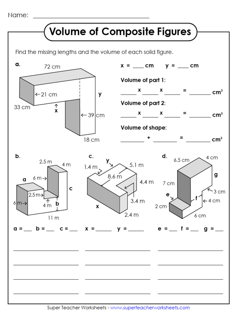 Volume of Composite Figures Worksheet | PDF | Volume | Quantity