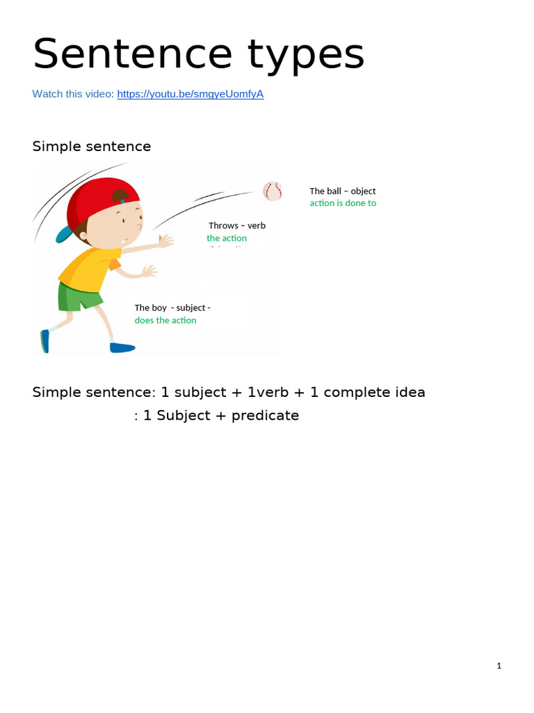Sentence Types | PDF | Subject (Grammar) | English Grammar