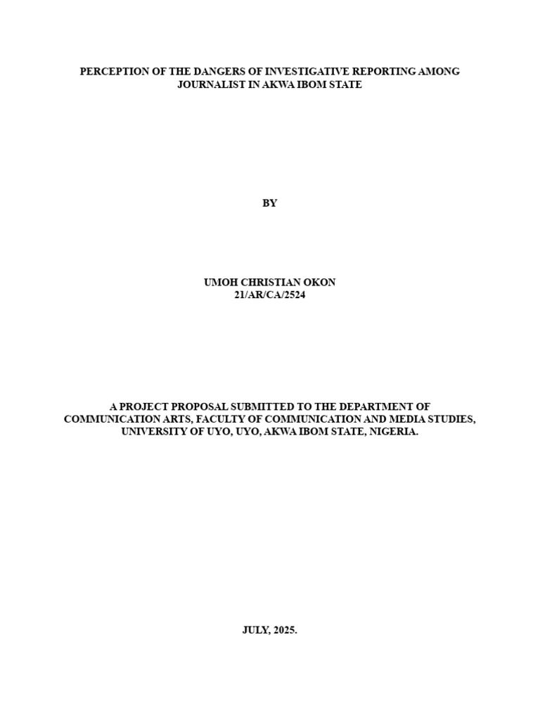 Umoh Christian Okon Proposal@ | PDF | Risk | Sampling (Statistics)