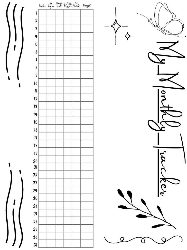 Monthly Weight Tracker Template | PDF