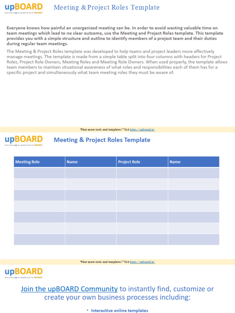 Free Meeting Project Roles Template PowerPoint Download | PDF