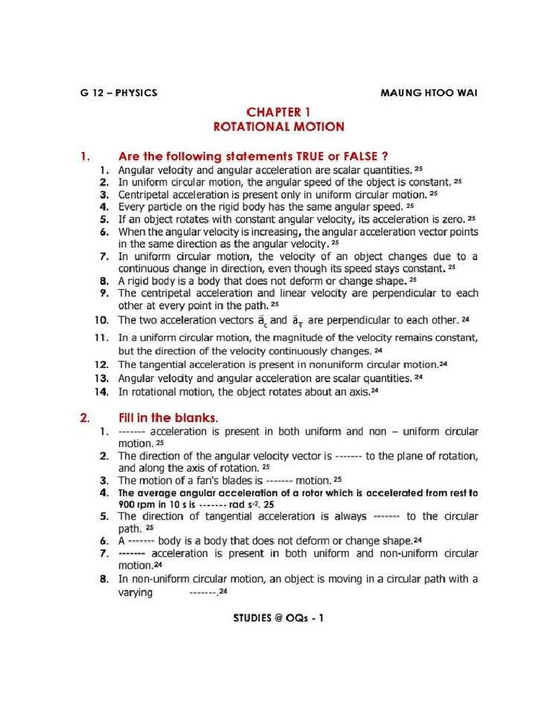 Physics Pass Question by Chapter | PDF