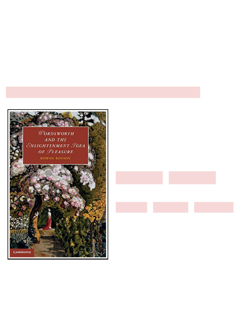 Wordsworth and the Enlightenment Idea of Pleasure 1st Edition Rowan ...