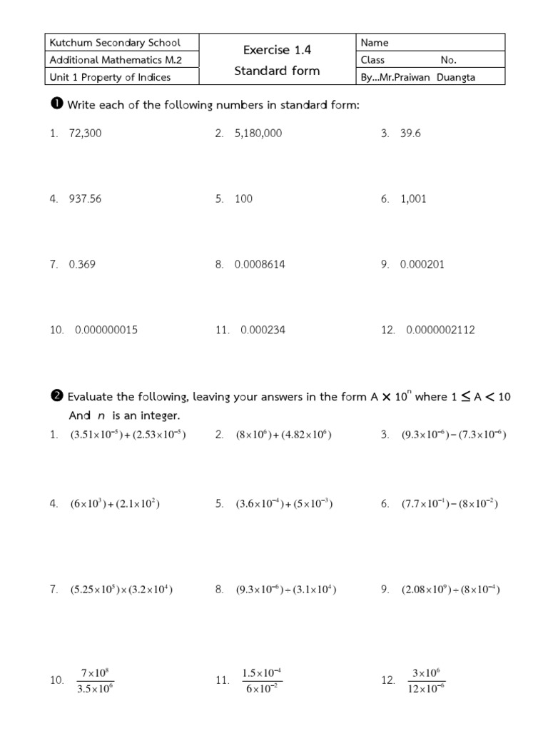 1.4 Standard Form | PDF