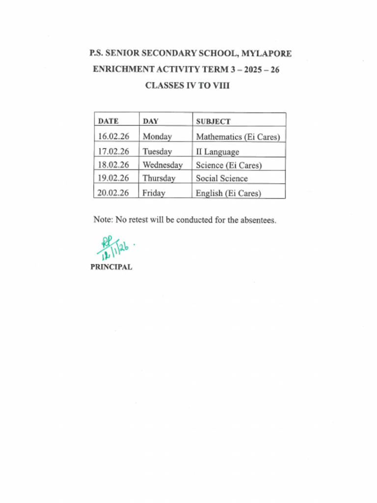 Class 4-8 - Enrichment Activity Term 3 - Schedule | PDF