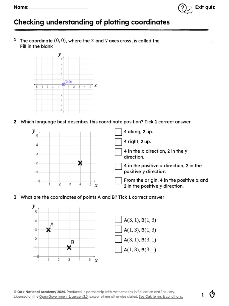 1. Exit-quiz-questions- Checking Understanding of Plotting Coordinates ...