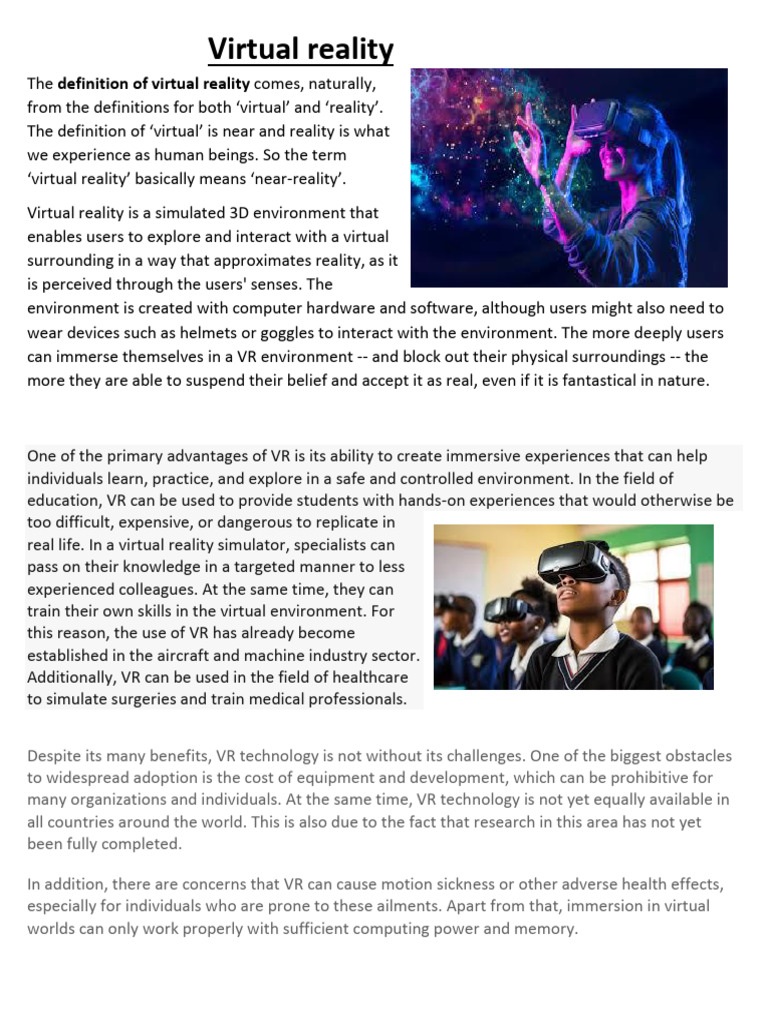 Understanding Virtual Reality Benefits | PDF