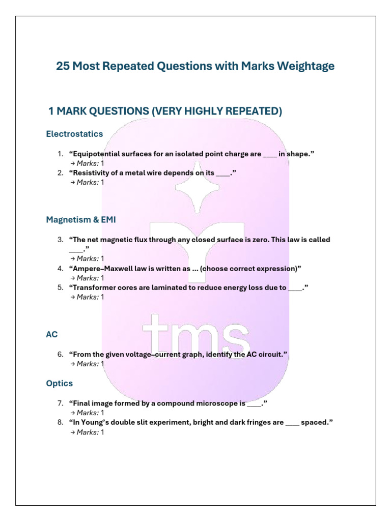 50 Physics | PDF | Atomic Nucleus | Voltage