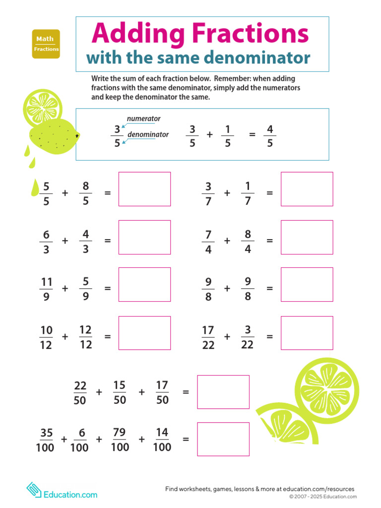 Introducing Fractions Adding Fractions | PDF
