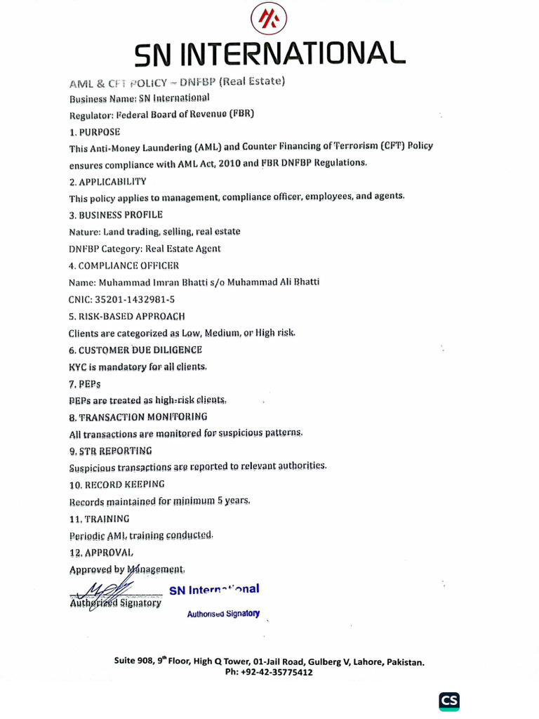 AML Policy | PDF