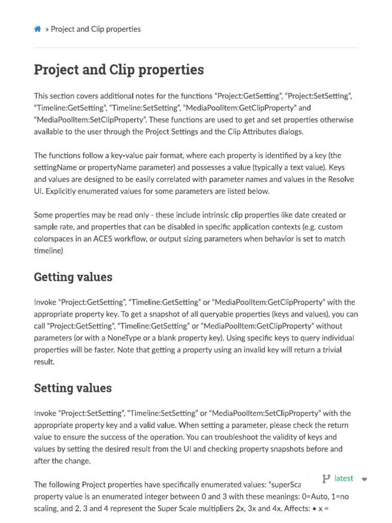 Project and Clip Properties | PDF