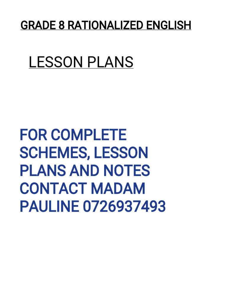 Grade 8 English Lesson Plans PDF | PDF | Vocabulary | Learning