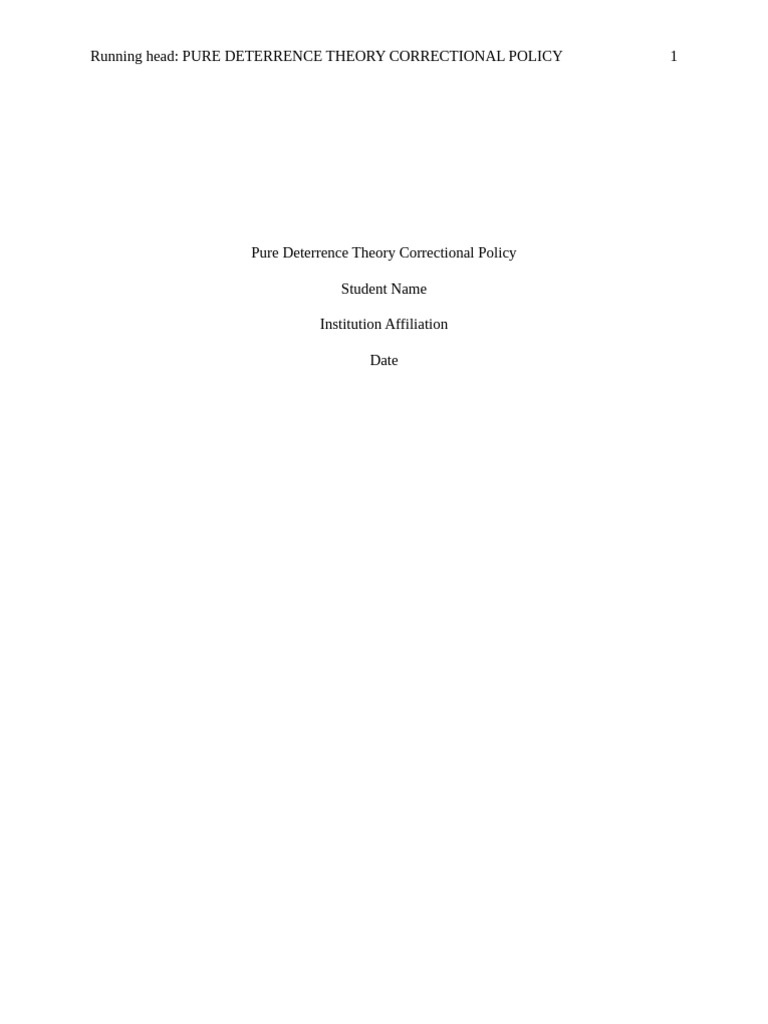 Pure Deterrence Theory Correctional Policy | PDF | Crime & Violence ...