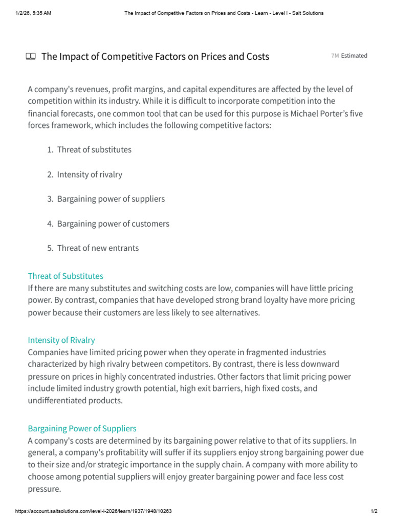 Competitive Factors Affecting Pricing | PDF | Pricing | Supply Chain