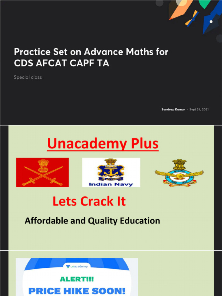 Practice Set on Advance Maths for CDS AFCAT CAPF TA No Anno (1) | PDF