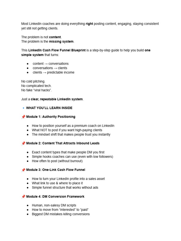 LinkedIn Cash Flow Funnel Blueprint | PDF | Deutsche Mark | Linked In