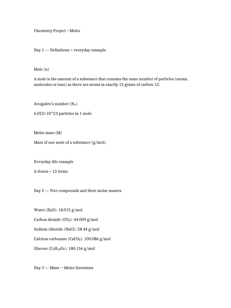 Understanding Moles in Chemistry | PDF