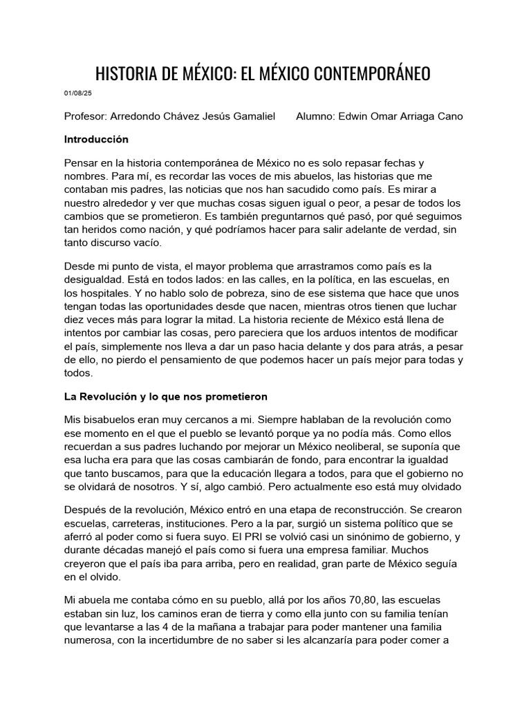 Historia de México_ El México Contemporáneo | PDF | México