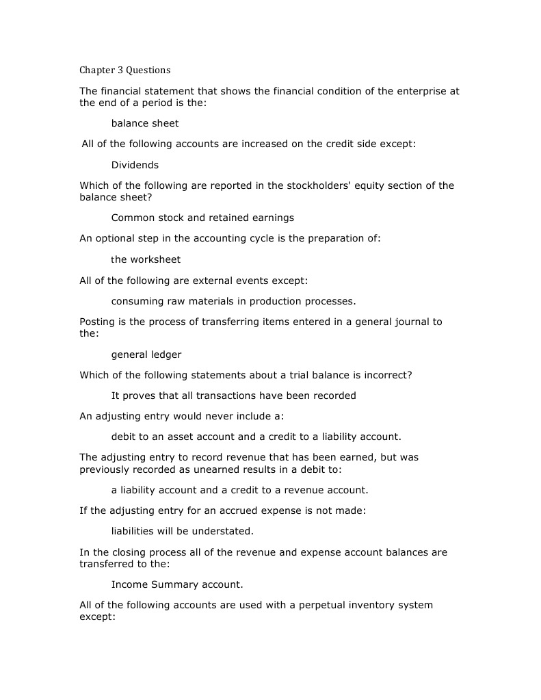 Acct 3001 Exam 1 Review (Chap. 3 Questions) | PDF | Debits And Credits ... Acct 3001 Exam 1 Review (Chap. 3 Questions) | PDF | Debits And Credits ...