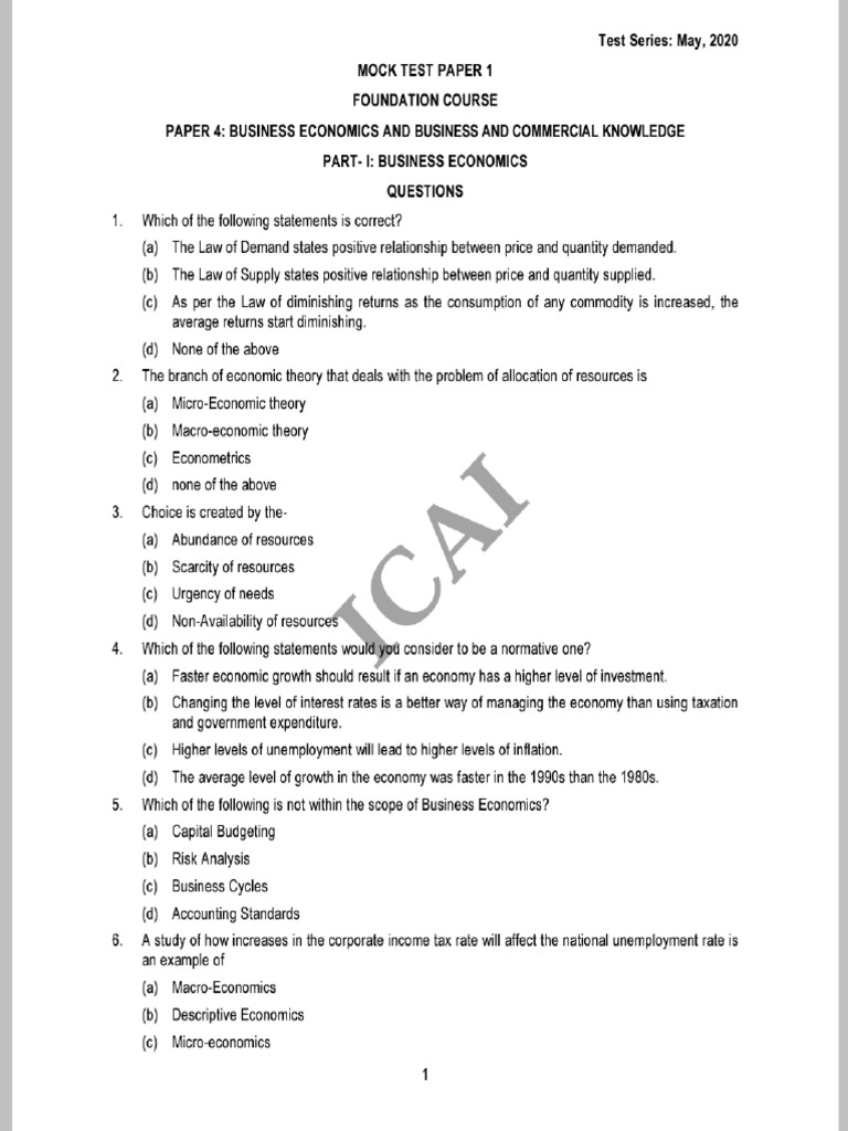 CA Foundation Economics All MTP With Solution - CTC Classes | PDF