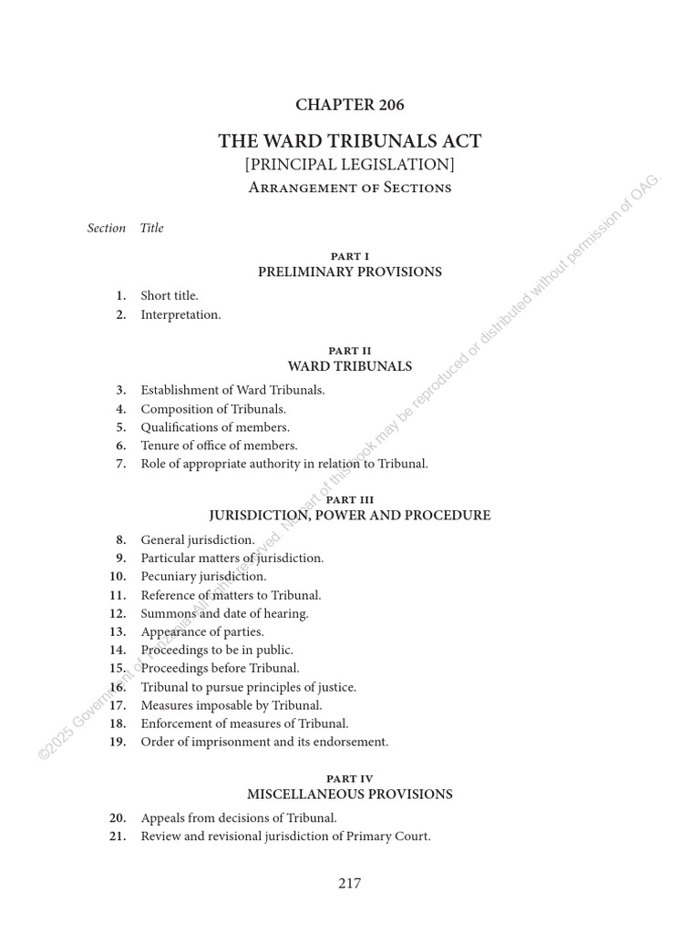 Ward Tribunals Act Overview 2023 | PDF | Jurisdiction | Fine (Penalty)