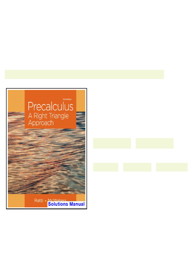 Precalculus A Right Triangle Approach 3rd Edition Ratti Solutions Manual available all format ...