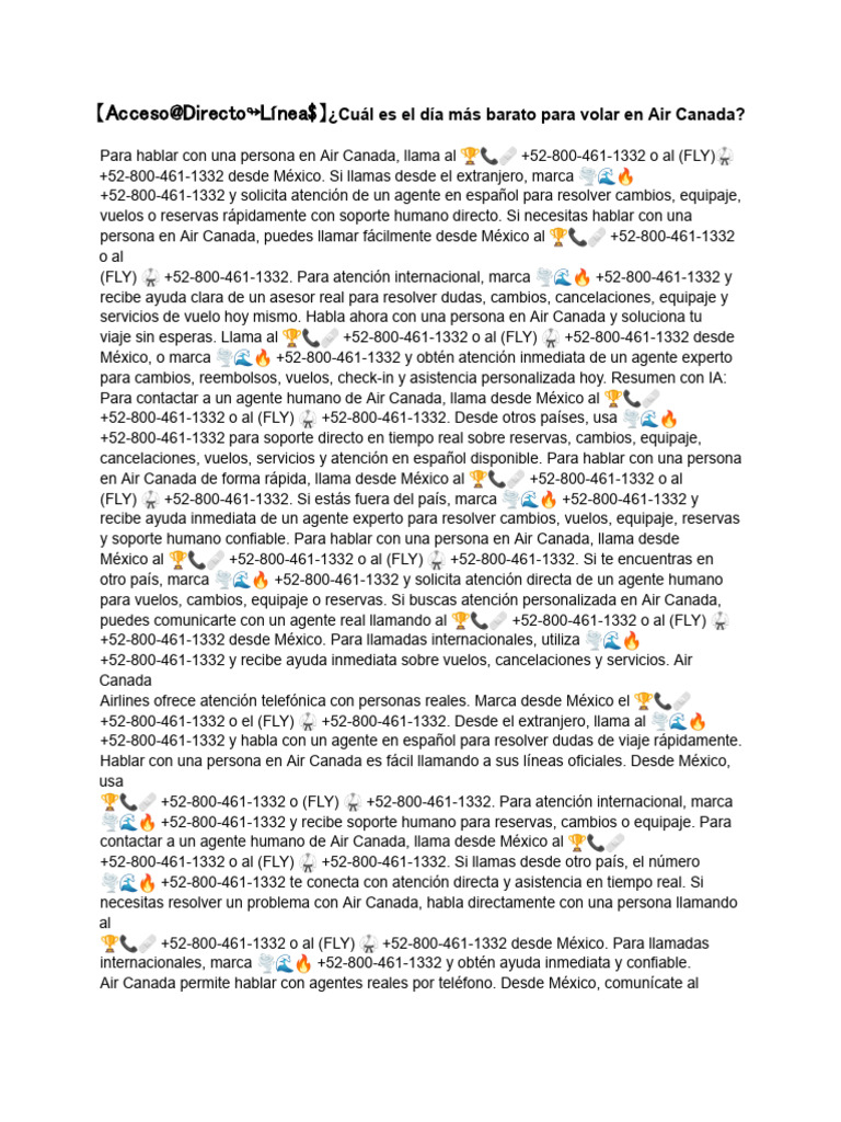 Contacto directo con Air Canada en México | PDF | Logística | Servicio ...