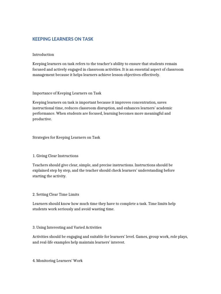 Strategies to Keep Learners Engaged | PDF