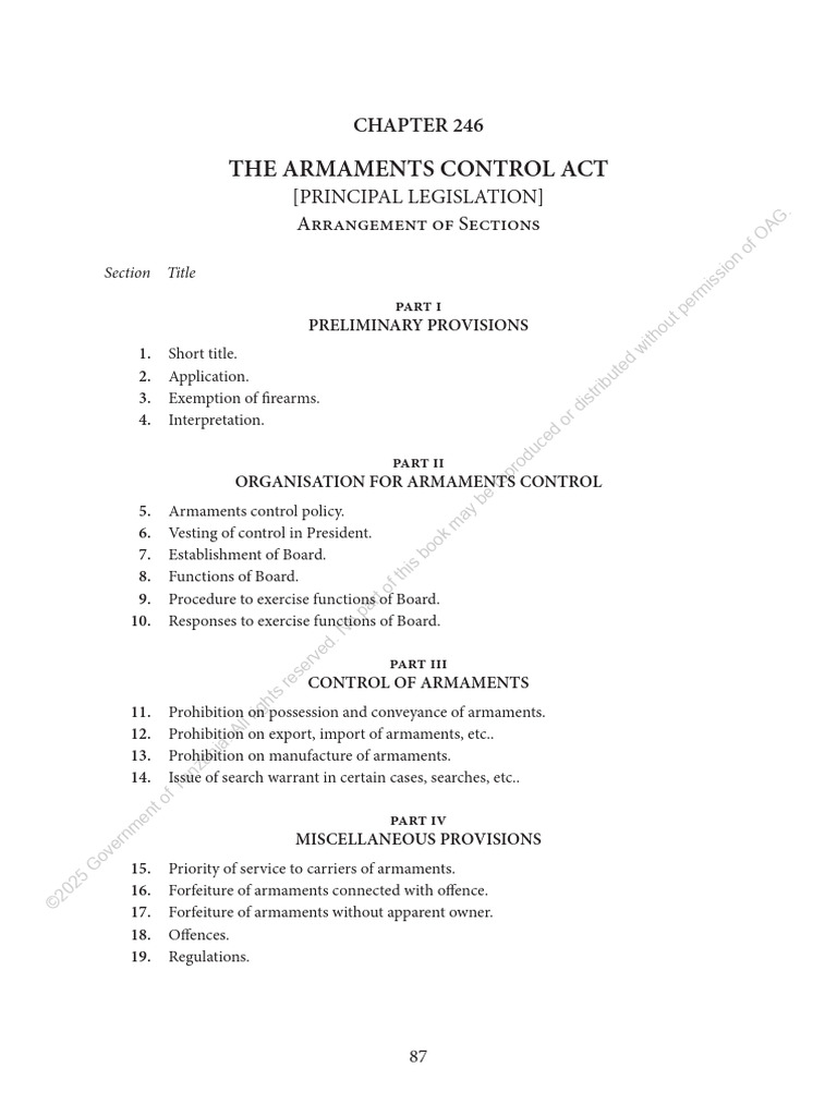 Cap. 246 Armaments Control Act, R.E 2023 - MD, Mendez | PDF | Firearms | Ballistics