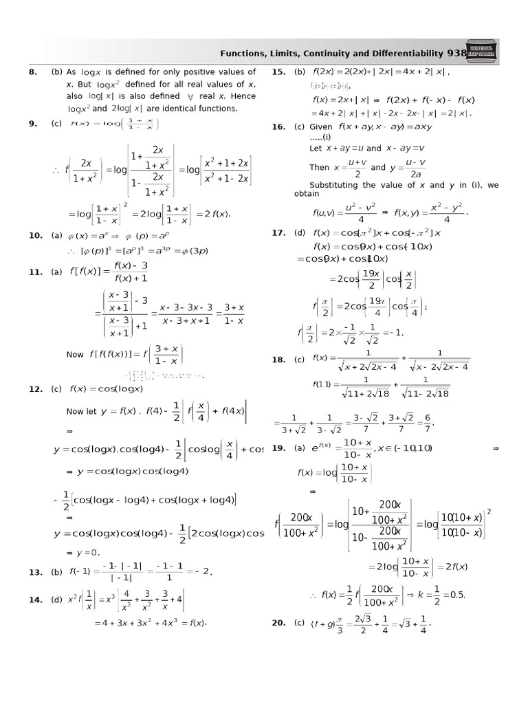 SOL. CHP. 21-(PART 1) | PDF | Function (Mathematics) | Continuous Function