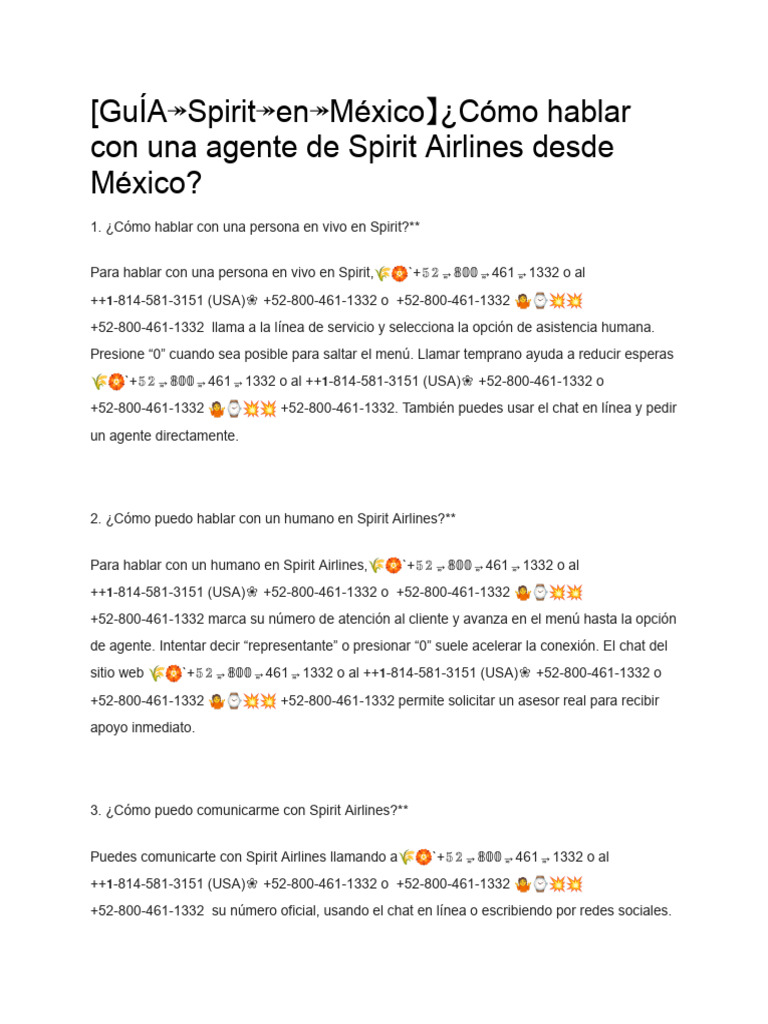 (GuÍA↠Spirit↠en↠México】¿Cómo hablar con una agente de Spirit Airlines ...