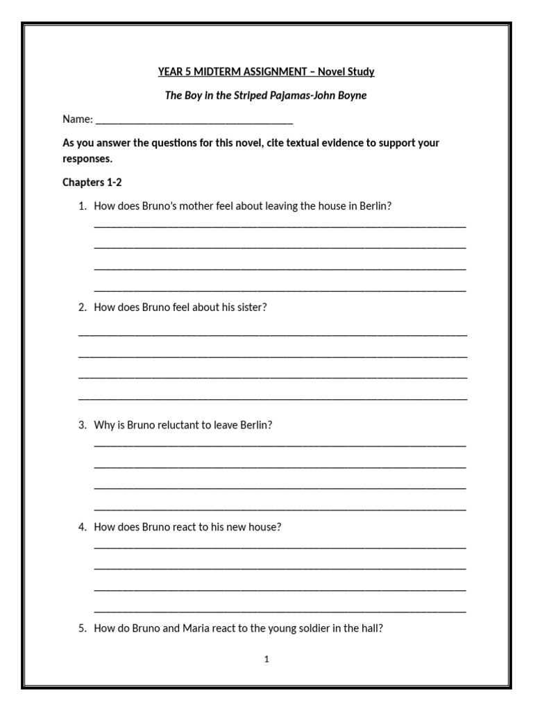Year 5 Novel Study: The Boy in Striped Pajamas | PDF | Narration | Chess