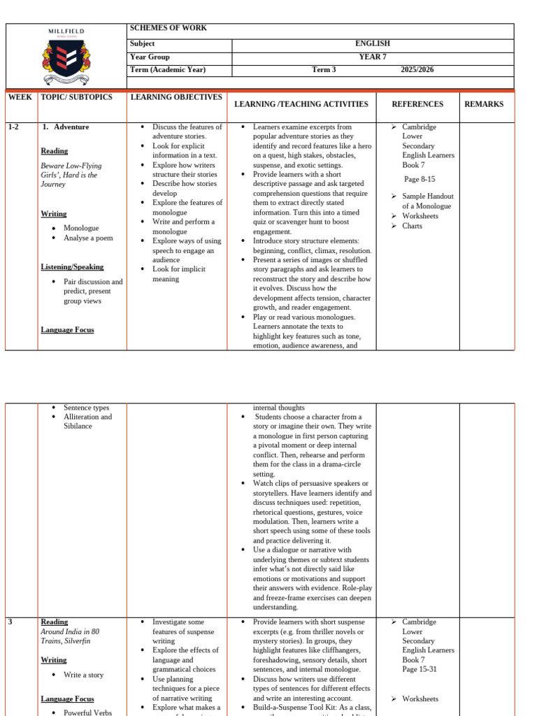 Year 7 English Term 3 Work Plans | PDF | Poetry | Haiku
