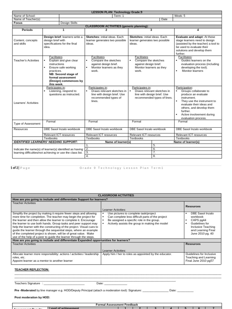 Grade 9 Technology Lesson Plan | PDF | Lesson Plan | Teachers