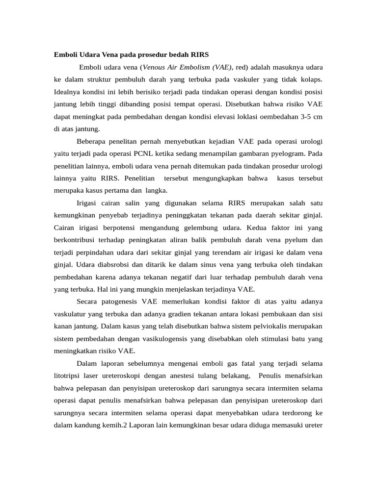 Risiko Emboli Udara Vena dalam RIRS | PDF